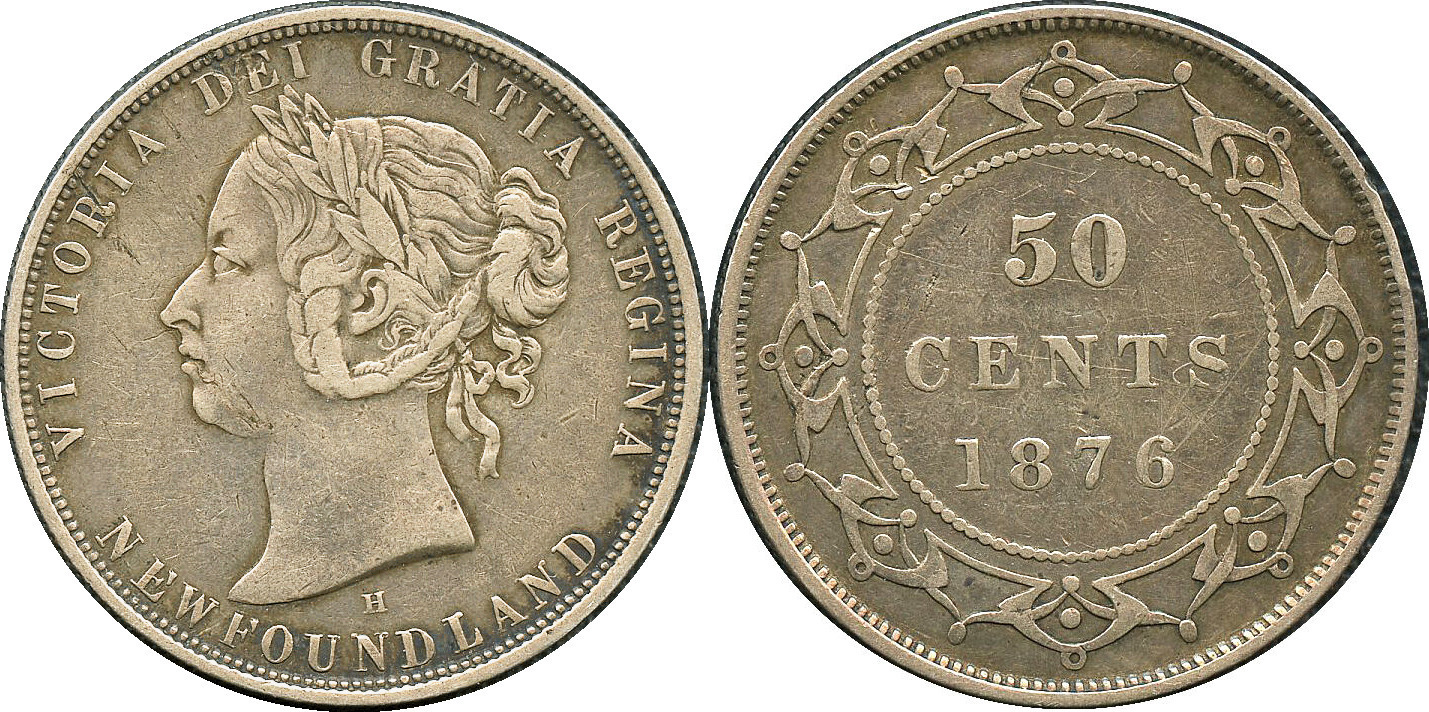 Canada RARE 1876H Newfoundland Silver 50 Cents XF- | MA-Shops
