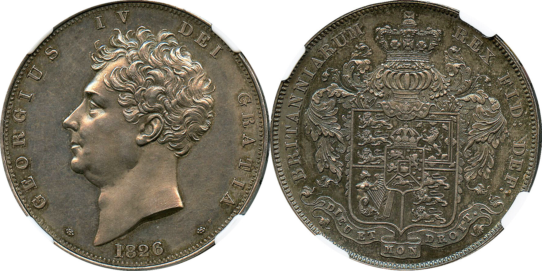 G.BRITAIN George IV PROOF Crown 1826 EXTREMELY RARE Mintage 150 NGC PF ...