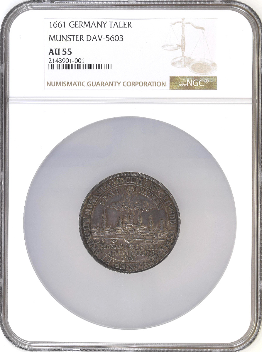 Germany 1661 Munster City View Broad Silver Taler NGC AU-55 UNDERGRADED ...