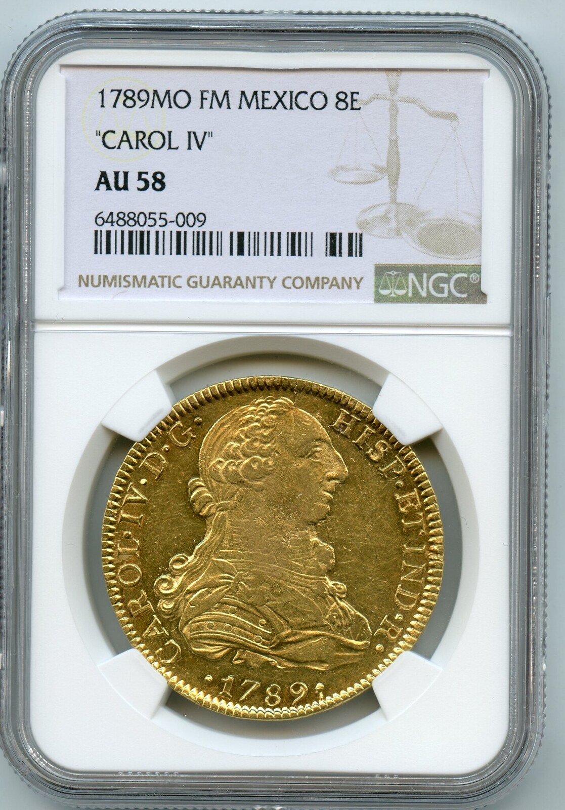 8E 1789MO FM RARE YEAR Carol IV Mexico 8 Escudoes MO NGC AU 58 | MA-Shops