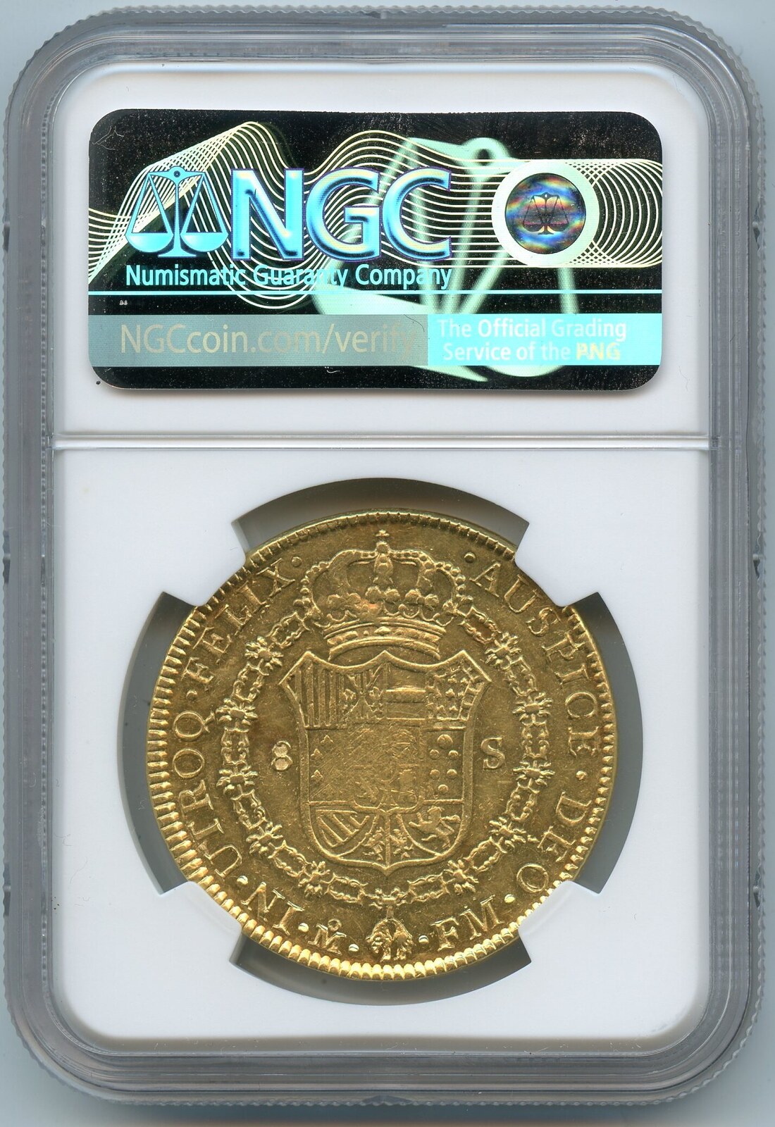 8E 1789MO FM RARE YEAR Carol IV Mexico 8 Escudoes MO NGC AU 58 | MA-Shops