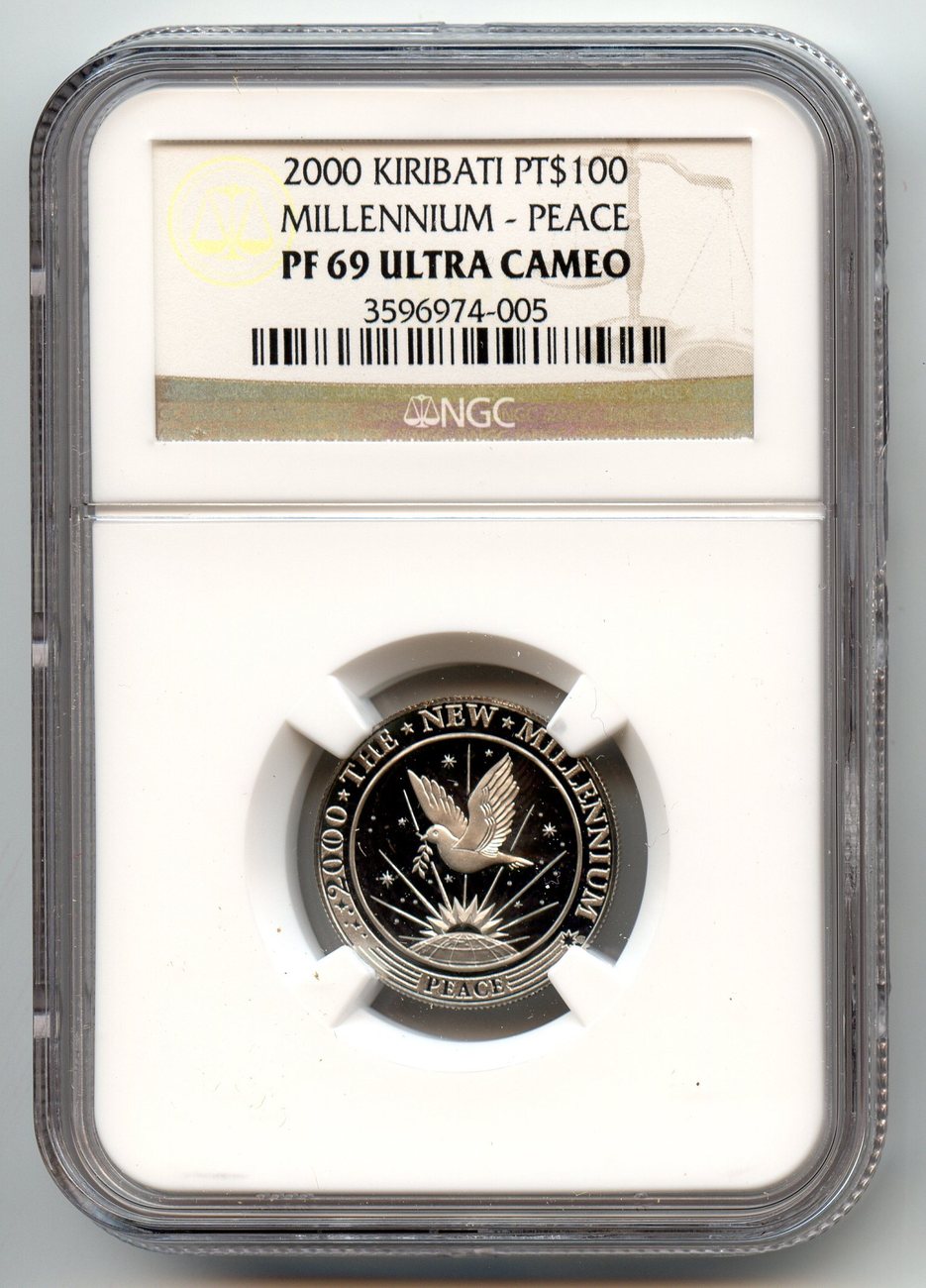 2000 PLATINUM KIRIBATI $100 NGC PROOF 69 ULTRA CAMEO MILLENNIUM PEACE ...