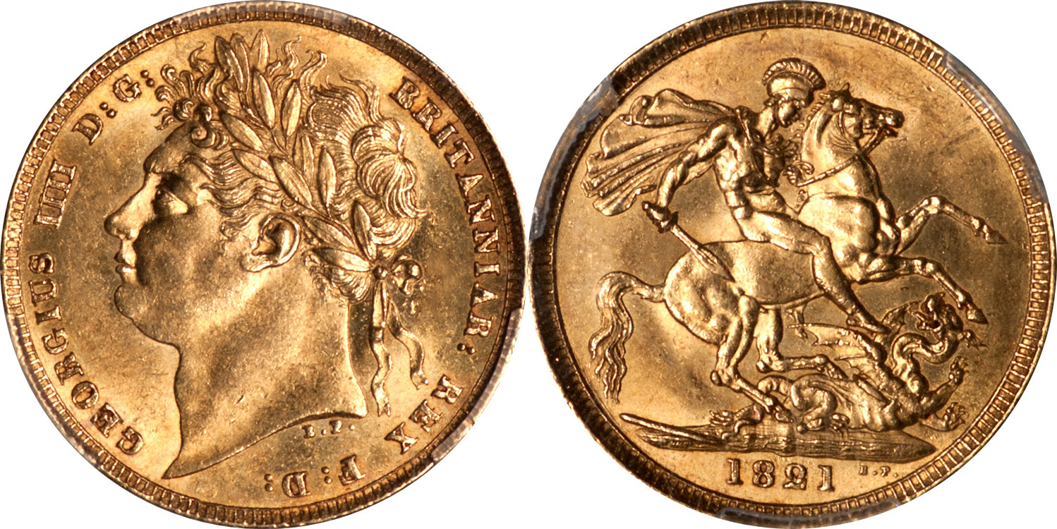 Great Britain 1821 George IV Gold Sovereign PCGS MS-62 Superb luster ...