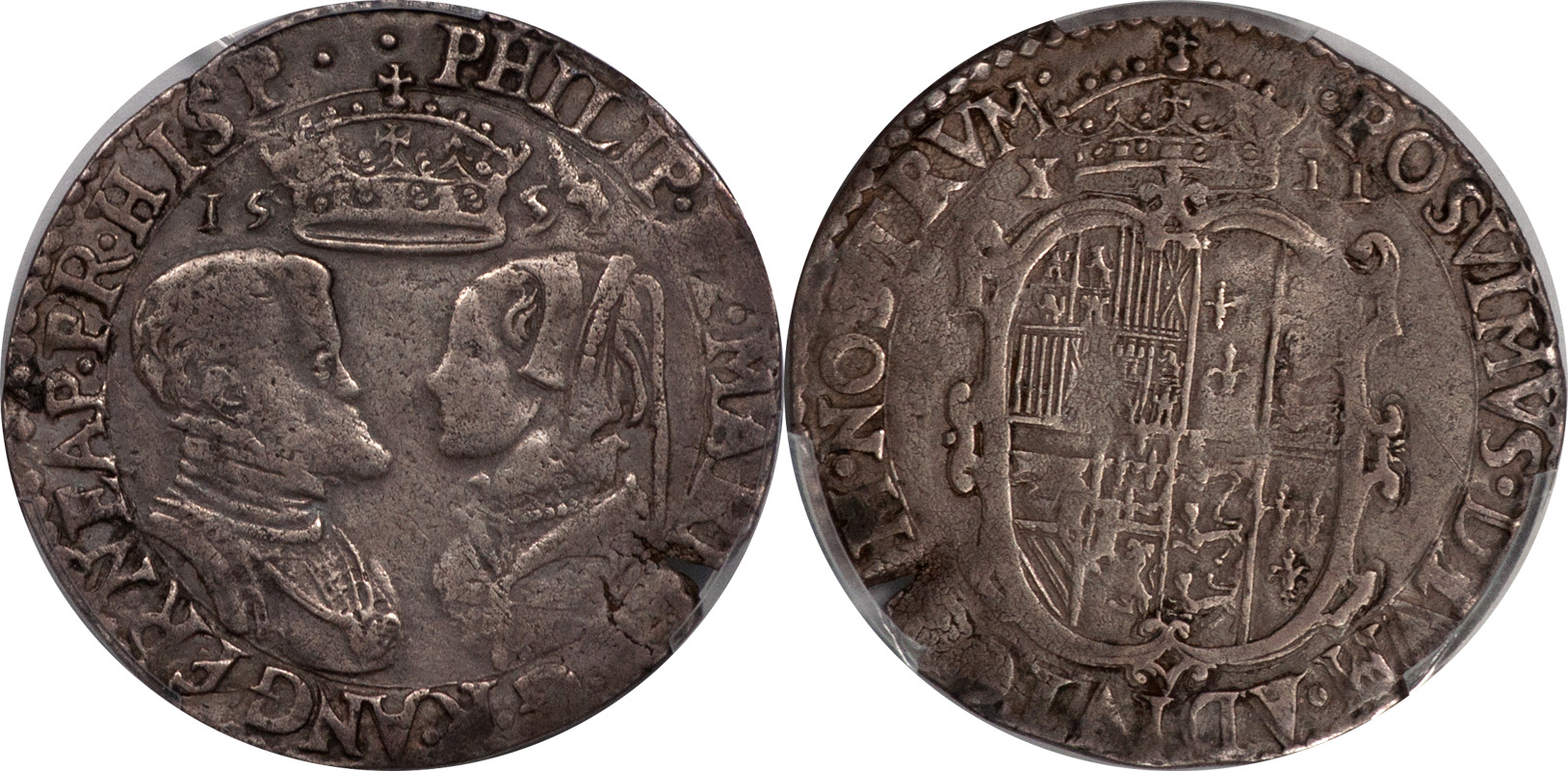 Great Britain 1554 Philip & Mary Silver Shilling PCGS VF-25 | MA-Shops