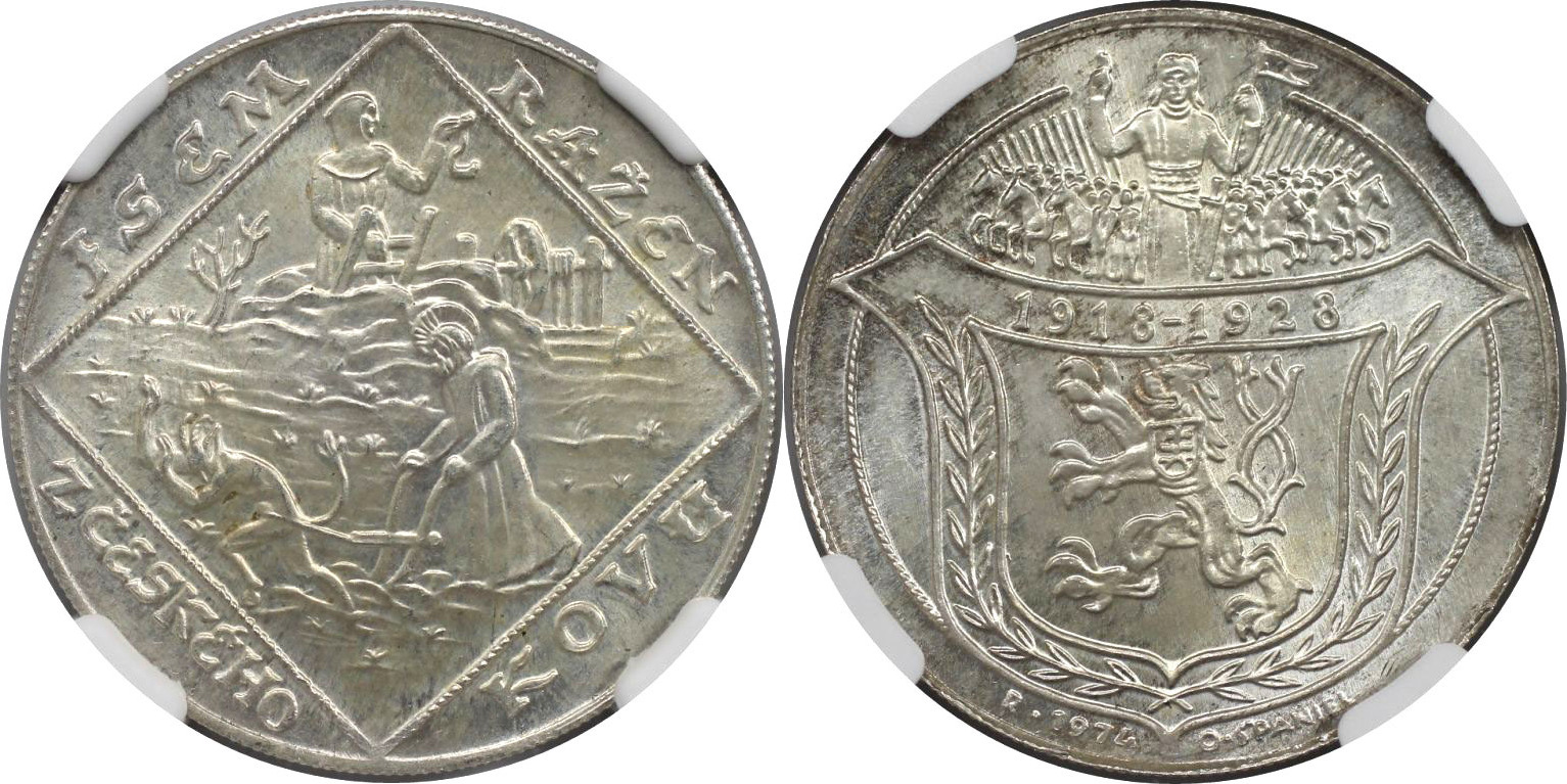 4D 1928 SILVER 1974 Czechoslovakia 4 ducats Silver Anniversary of the ...