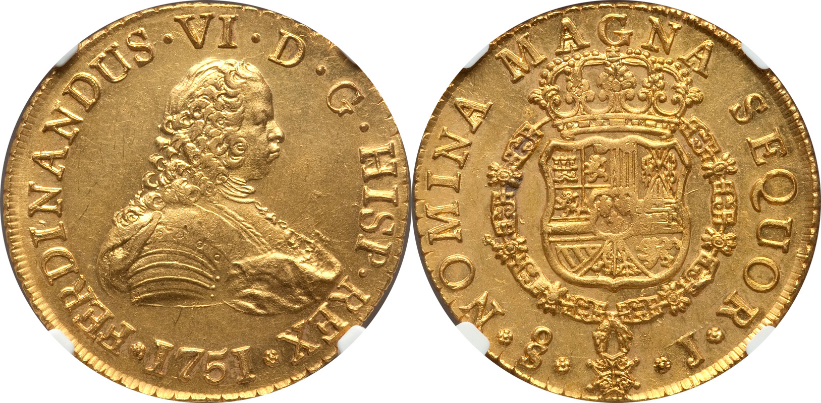 Chile 1751 So-J Ferdinand VI gold 8 Escudos NGC MS-62 | MA-Shops