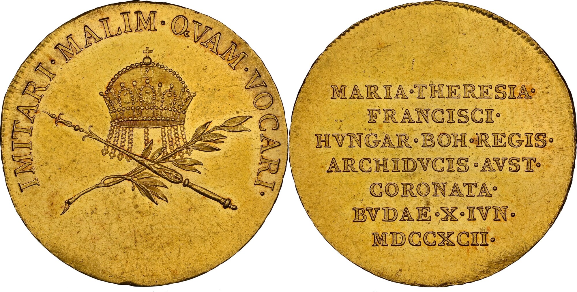 AUSTRIA HUNGARY BOHEMIA GOLD 1792 Franz II, Maria Theresa Coronation 1 ...