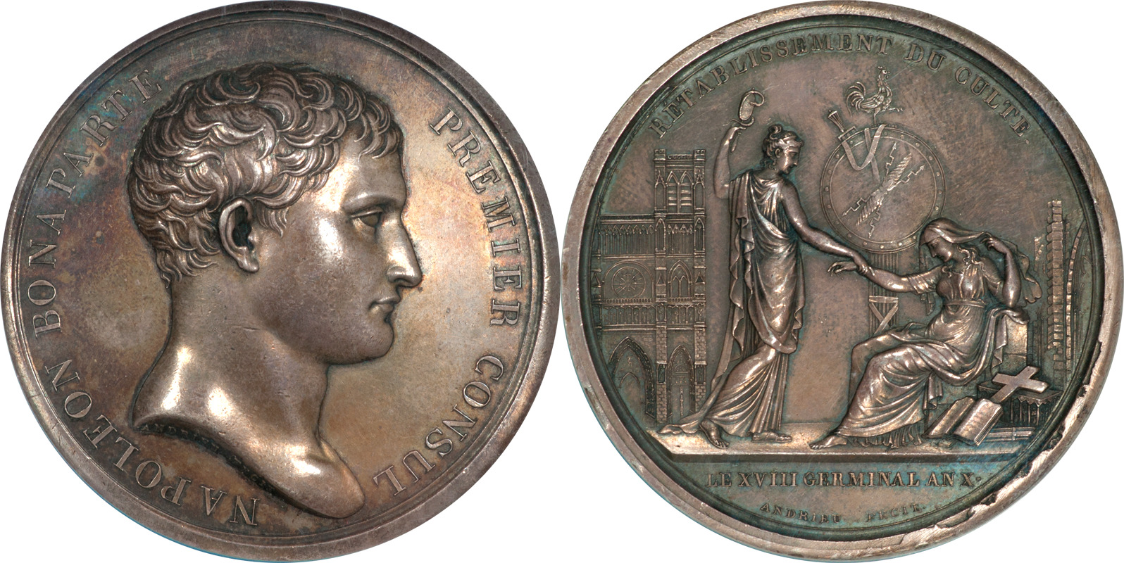 France 1802 Napoleon Restoration of Worship Medal NGC MS-63 VERY RARE ...