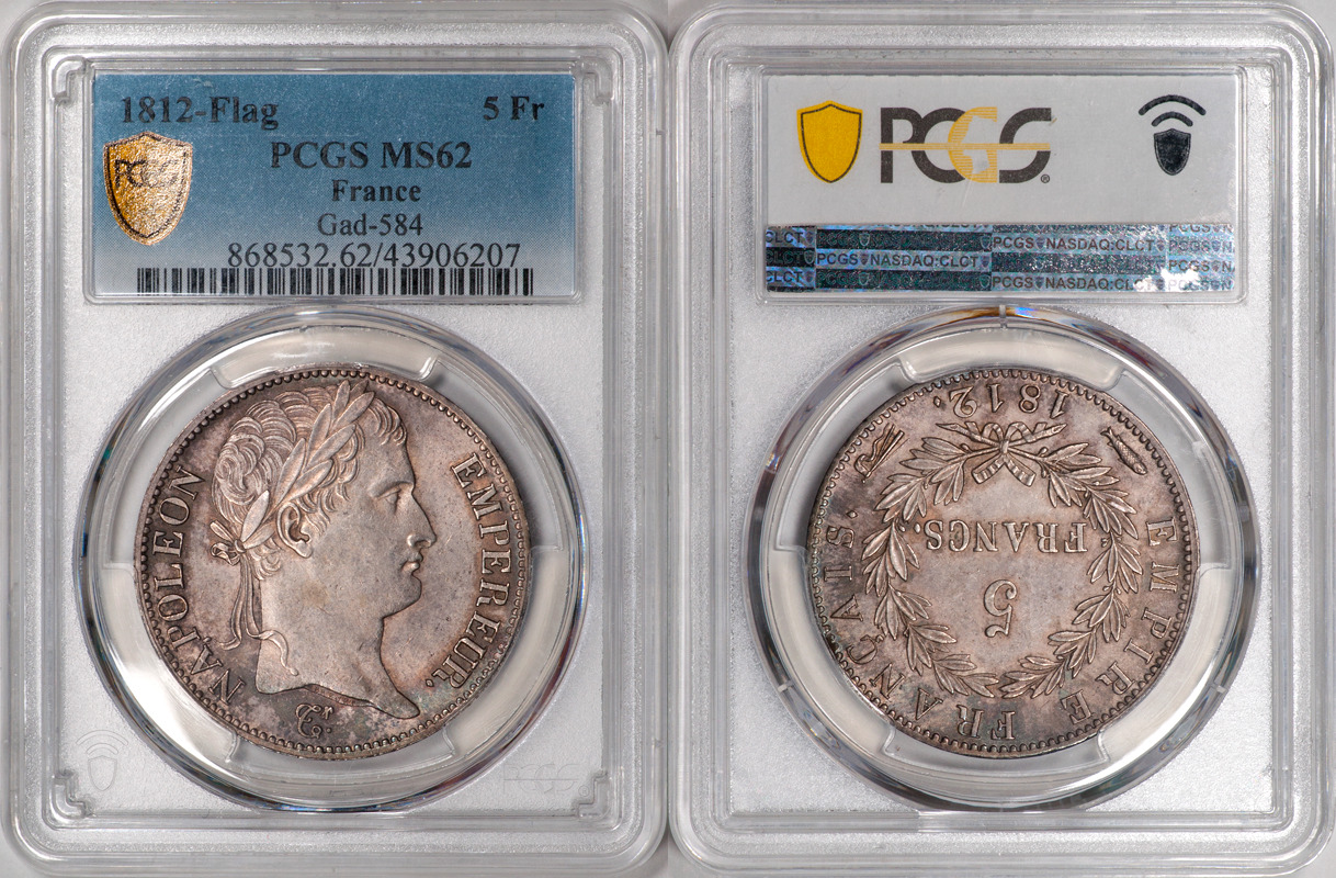 France 1812-Flag Napoleon I 5 Francs PCGS MS-62 HIGHEST GRADED ...