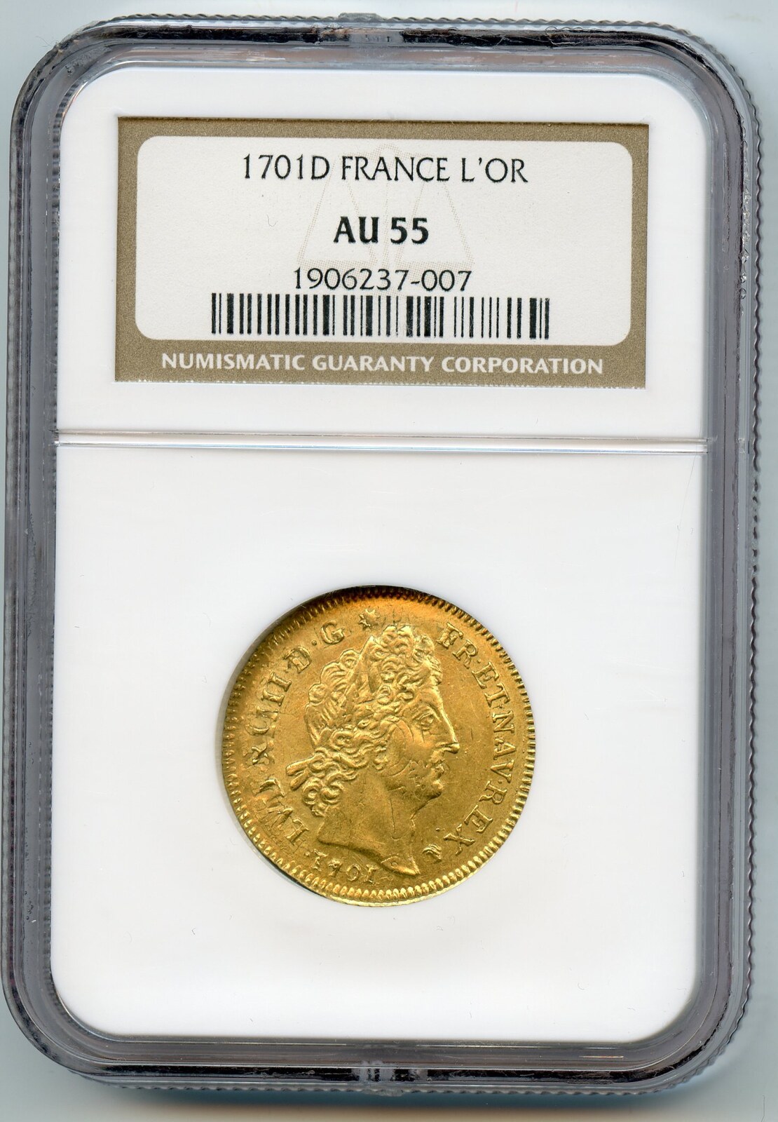FRANCE 1L'OR 1701D Louis XIV GOLD L'Or RARE Lyon Mint one of only two ...