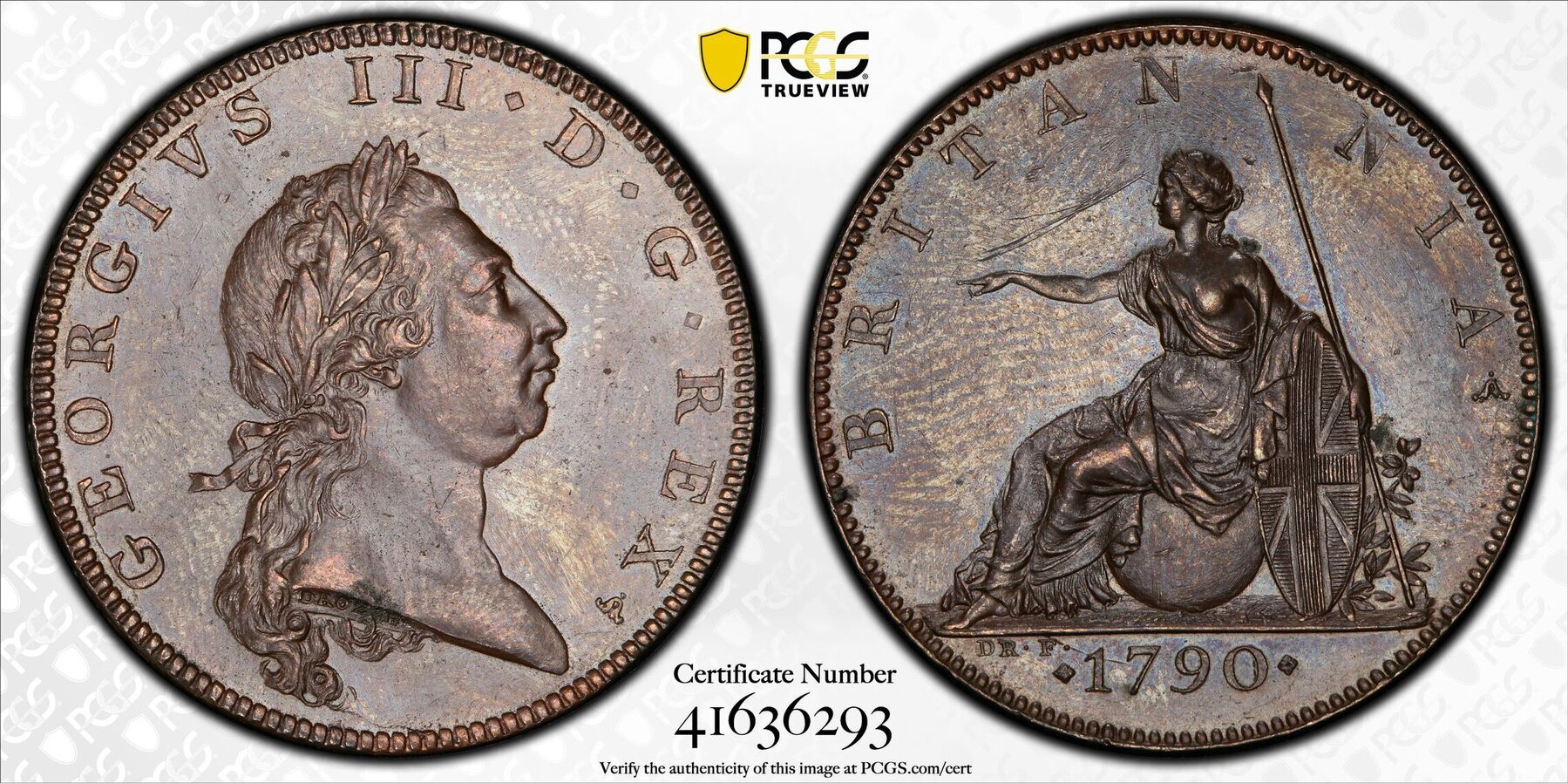 P1/2D Great Britain. George III (1760-1820). Pattern Half Penny 1790 ...