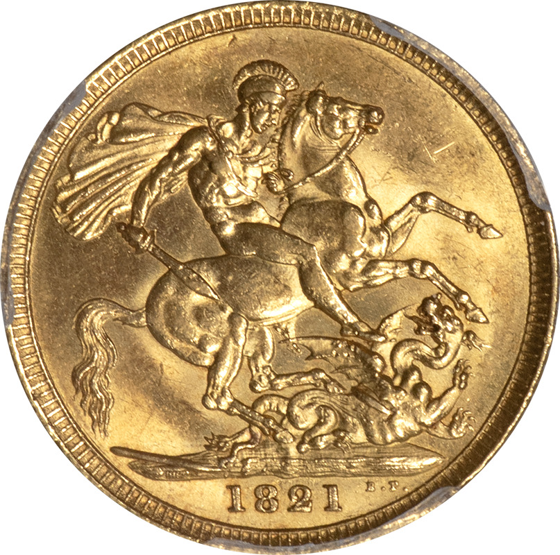 Great Britain 1821 George IV Gold Sovereign PCGS MS-62 Conservatively ...