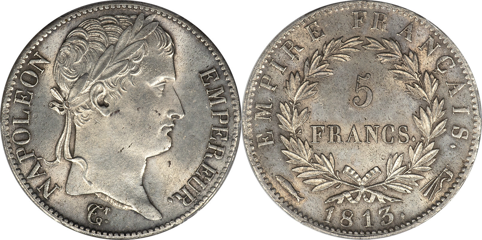 France/Holland France 1813-(Flag) Napoleon I Silver 5 Francs PCGS MS-62 ...