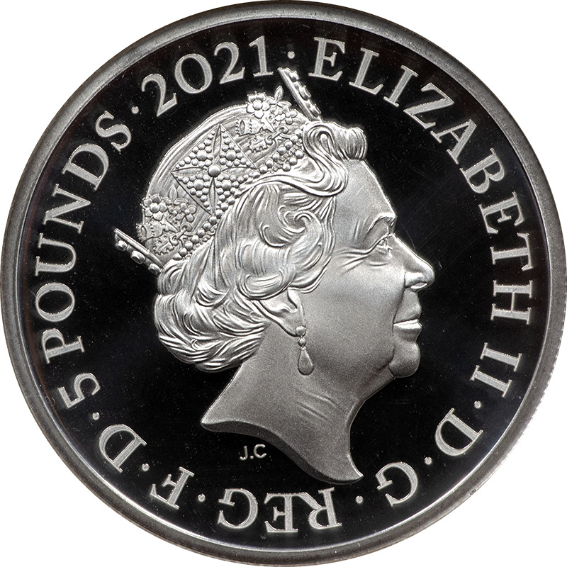 Great Britain 2021 Proof Silver £5 Gothic Crown Portrait Coin NGC PF70 ...