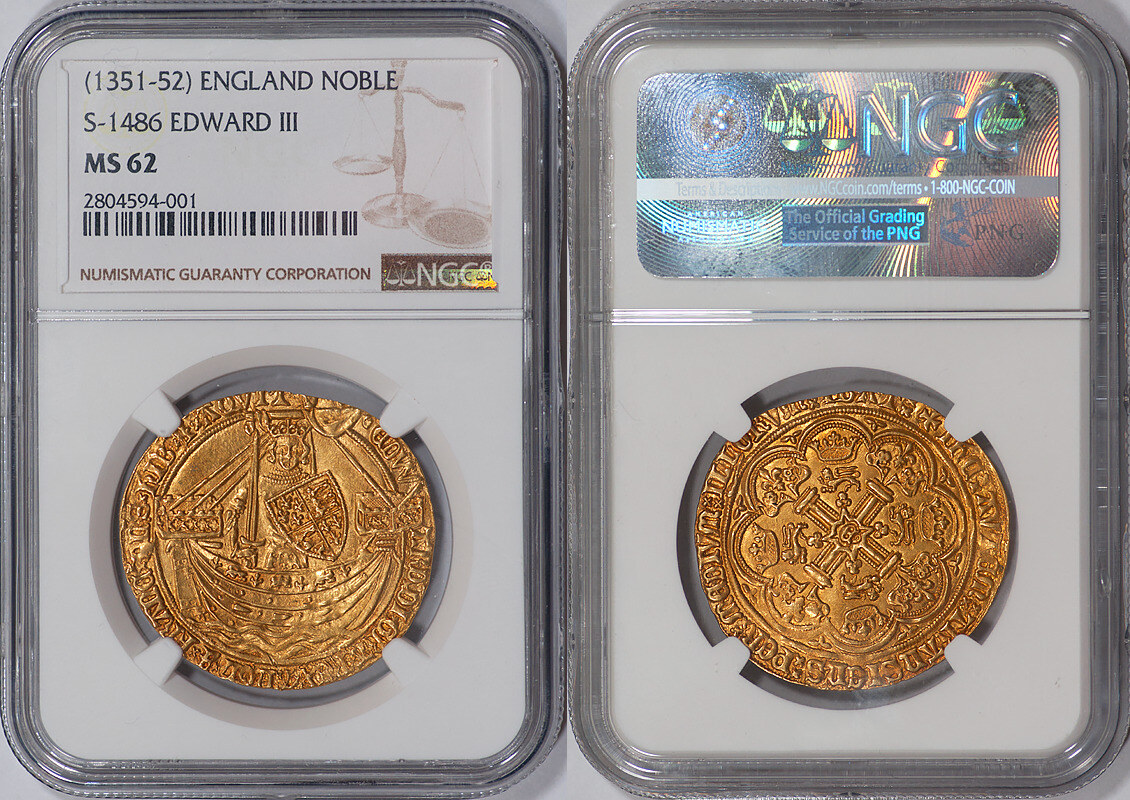 Great Britain Edward III Gold Noble Pre-Treaty w/French Title (1351-52 ...