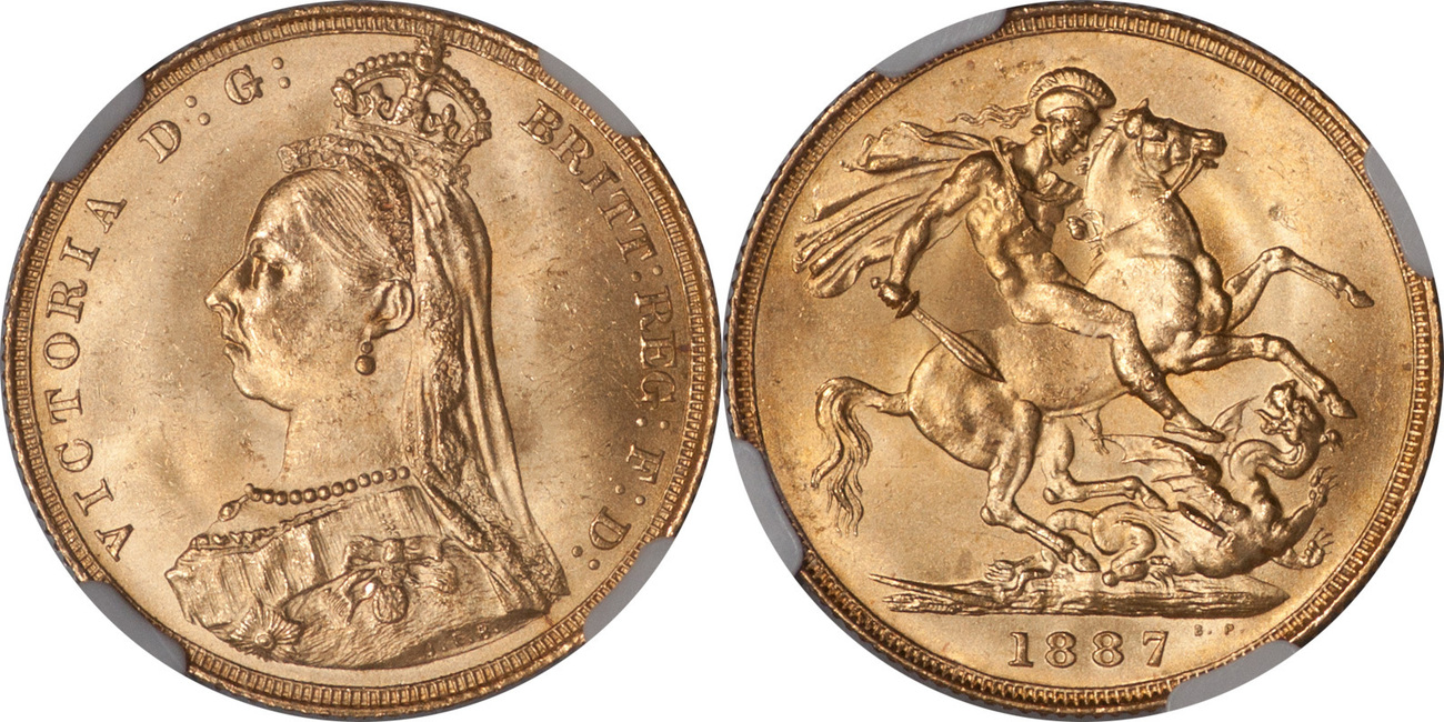 Great Britain 1887 Victoria Gold Sovereign NGC MS-64 UNDERGRADED!! MS ...