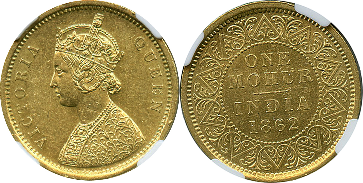 1862(C) British India, GOLD Mohur 1862 NGC MS 61 | MA-Shops
