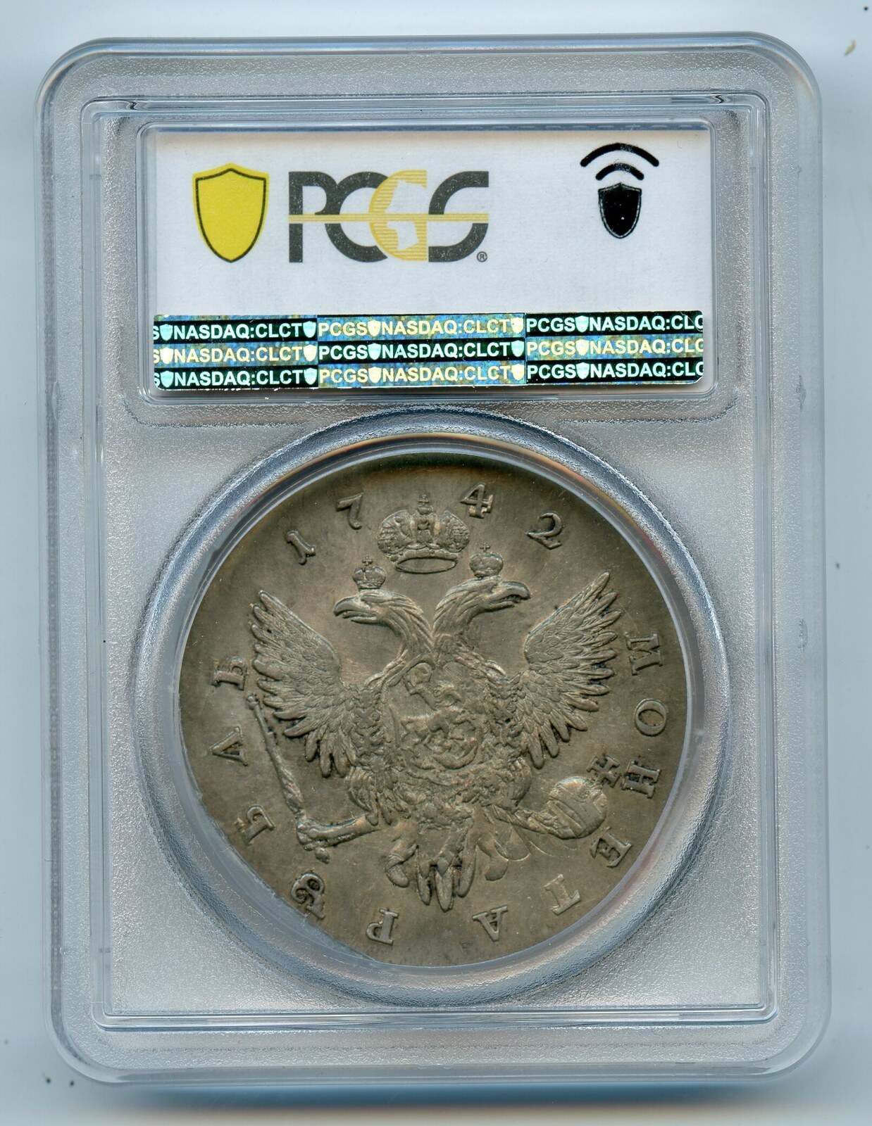 Russia 1742 СПБ overstrike Elizabeth I Stunning 1742 Rouble UNC RARE Overstrike on Ivan ...