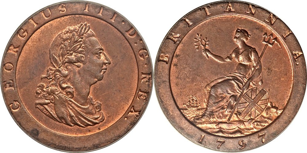 - Great Britain 1797 George III Cartwheel Penny PCGS MS-64 | MA-Shops