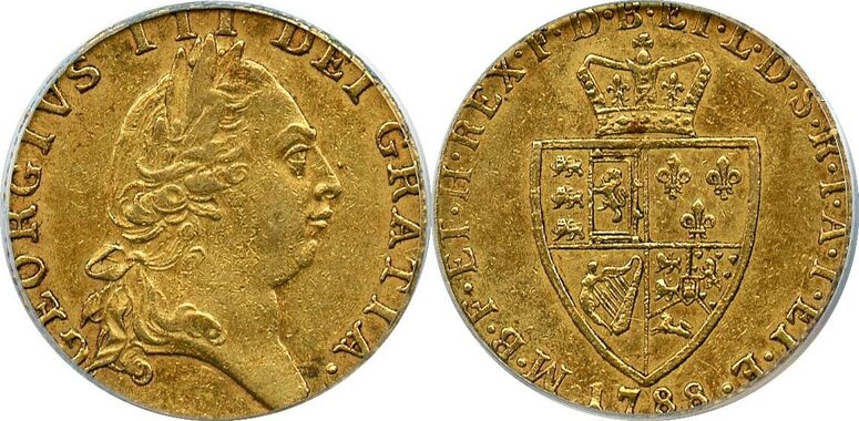 Great Britain 1788 George III Gold Guinea. Undergraded - old grey PCGS slab AU50 | MA-Shops