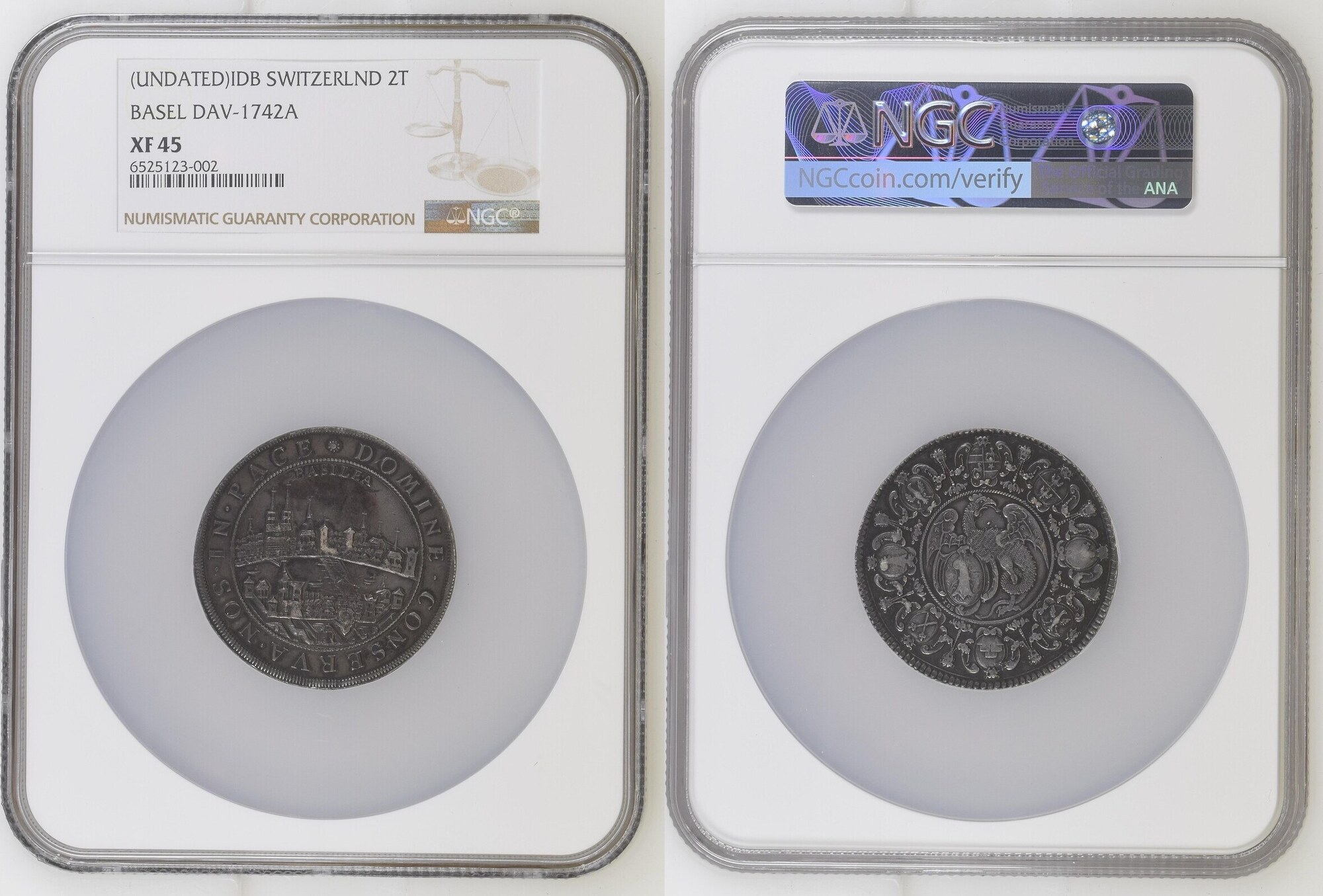 SWITZERLAND BASEL 2T (UNDATED) 1710 Swiss Canton RARE variety with 3 ...