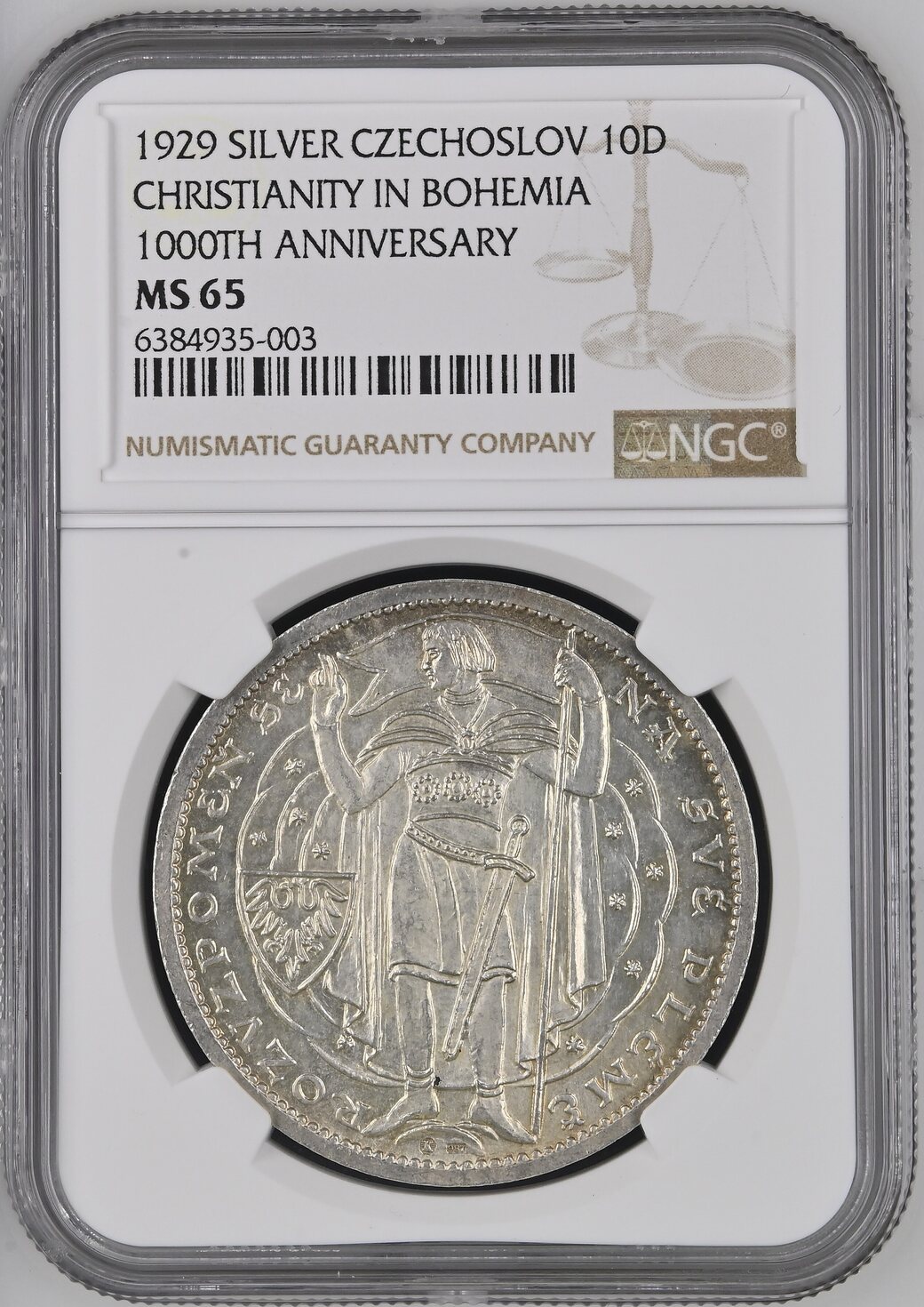10D 1929 SILVER Czechoslovakia Silver 10 Ducats 1000th anniversary of ...