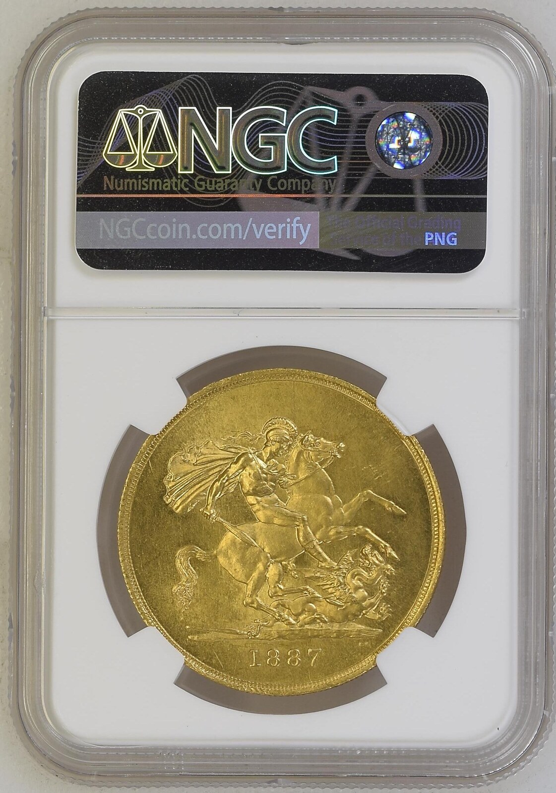 G.BRITAIN 5SOV Victoria GOLD 5 Pounds 1887 NGC MS 61 | MA-Shops