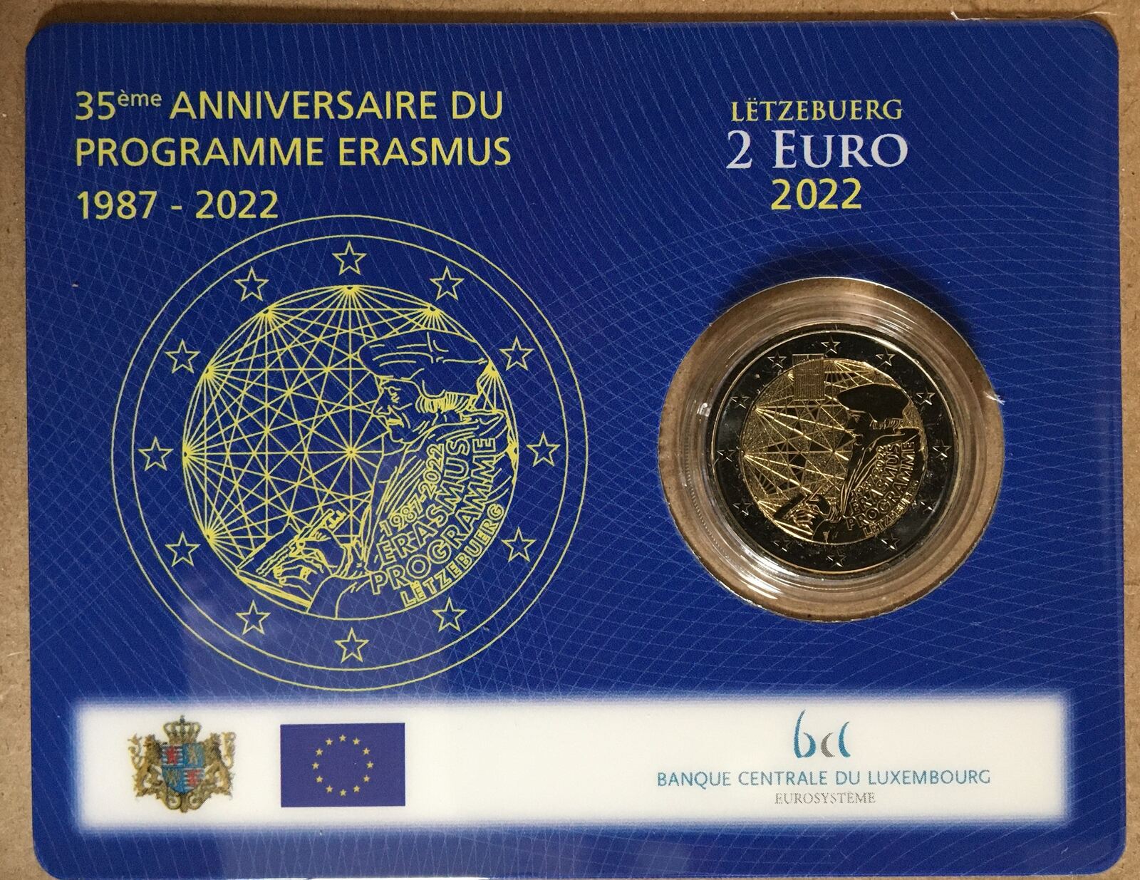 Luxemburg 2€ 2022 35 JAHRE ERASMUS-PROGRAMM - MZ Niederlande CH UNC ...