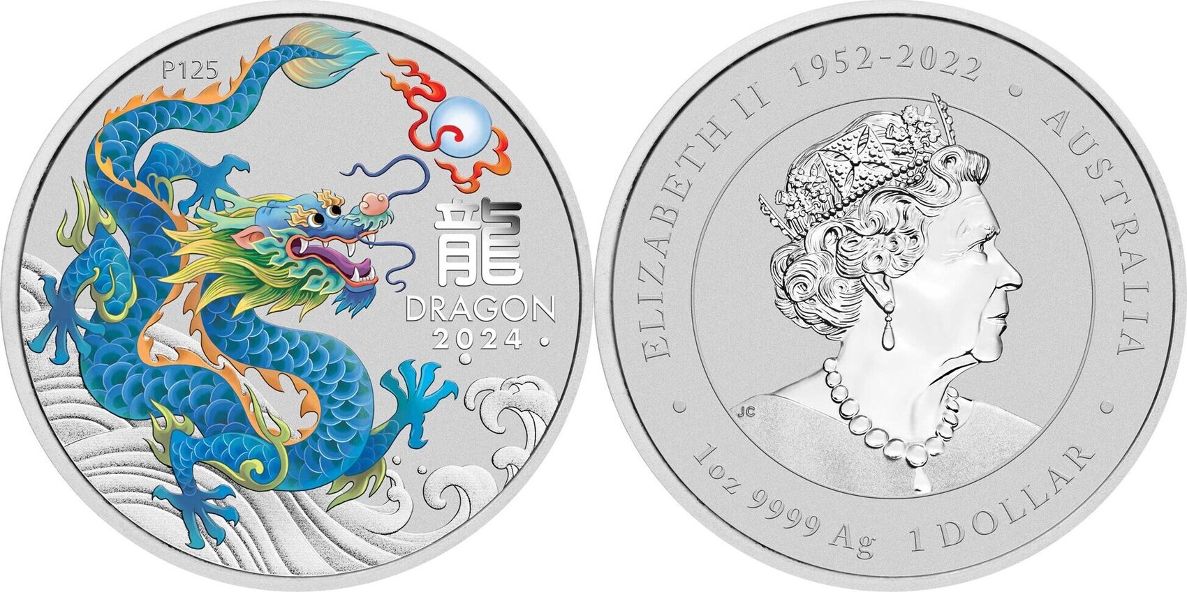 Australien 1$ 2024 1 oz Silver Coin Lunar III - Teal Dragon - Perth ...