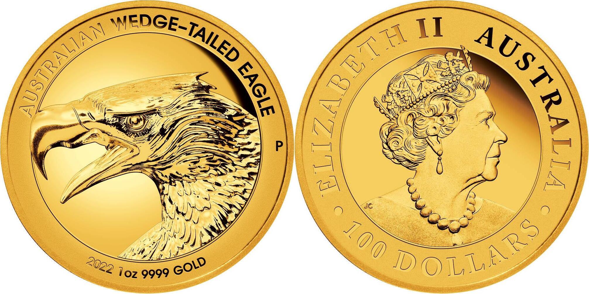 Australien 100$ 2022 1 oz Gold Coin Wedge-Tailed Eagle - High Relief ...