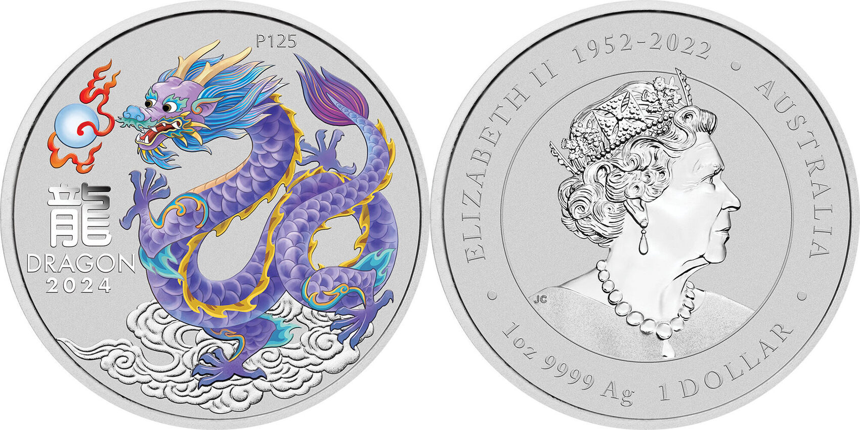 Australien 1$ 2024 1 oz Silver Coin Lunar III - Lilac Dragon - ANDA ...