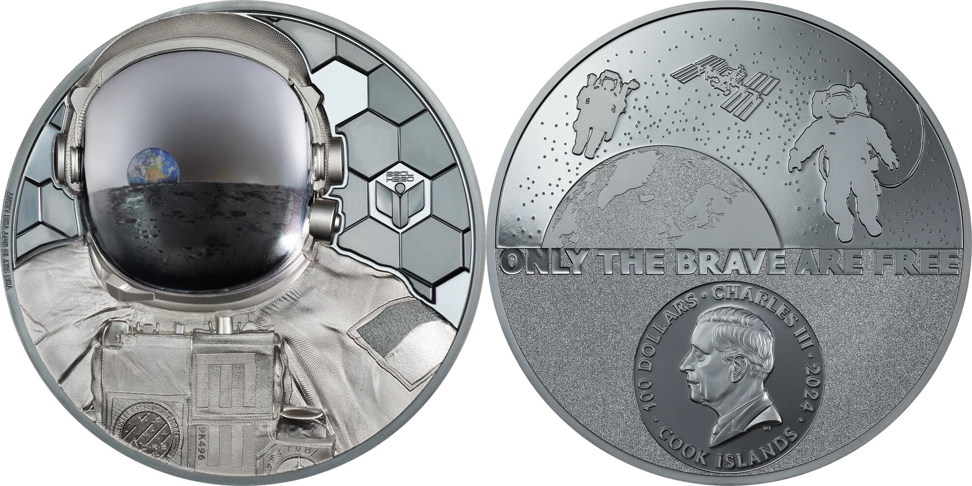 Cook Inseln 100$ 2024 1 kg Silver Coin Real Heroes - Astronaut Black ...