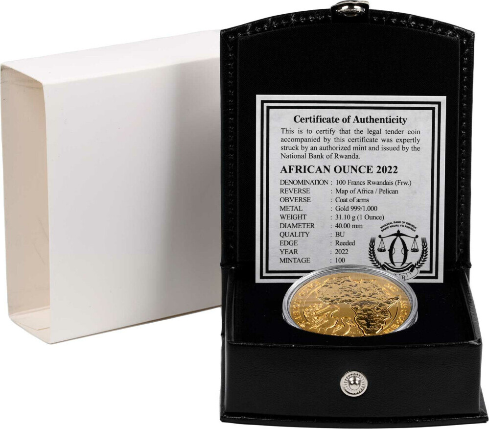 Ruanda 100 RWF 2022 1 oz Gold Coin African Ounce - Pelican BU | MA-Shops