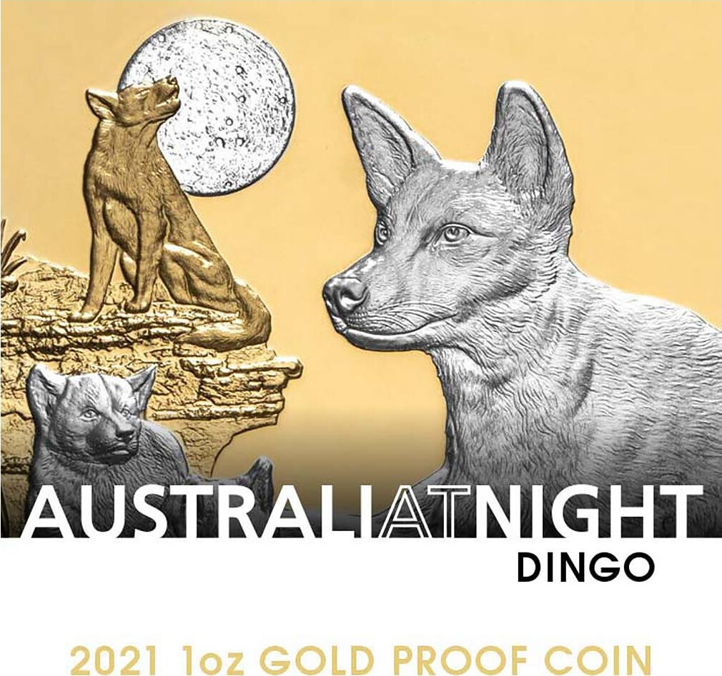 Niue 100$ 2021 1 oz Gold Coin Australia at Night - Dingo PP | MA-Shops
