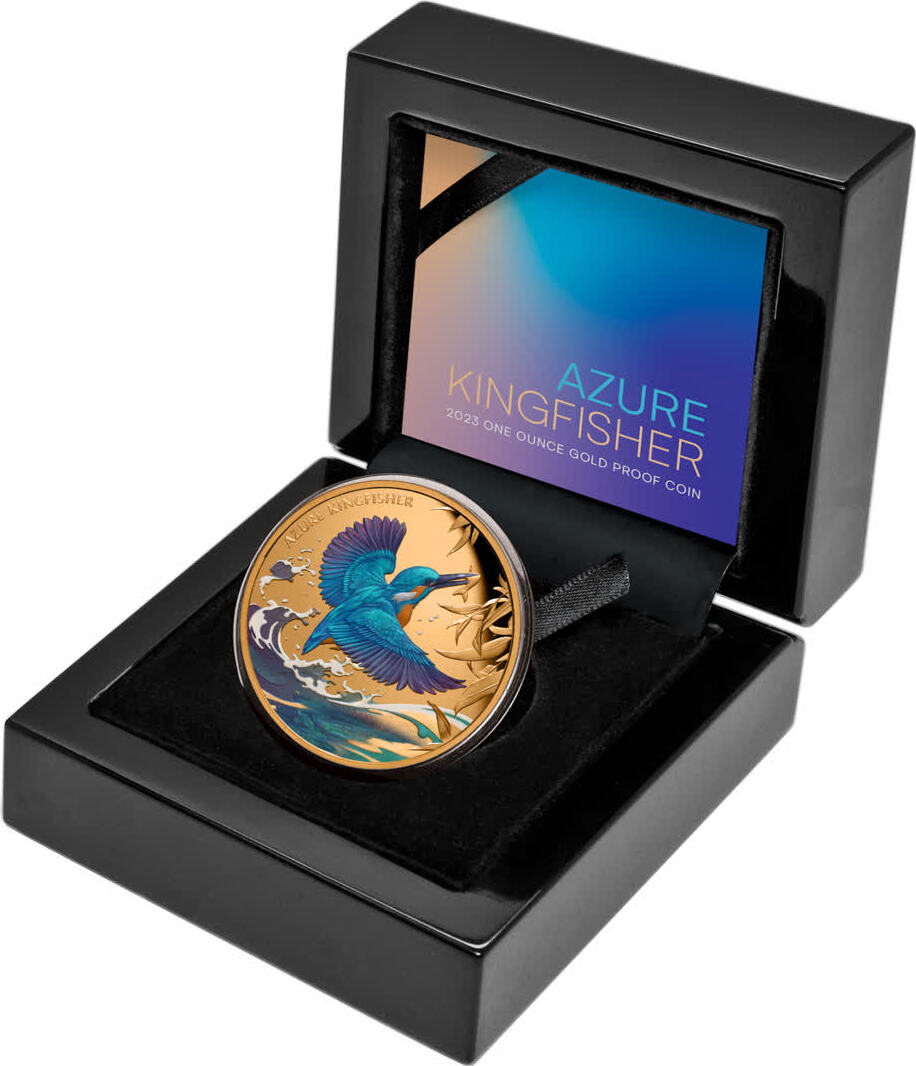 Niue 100$ 2023 1 oz Gold Coin Azure Kingfisher PP | MA-Shops