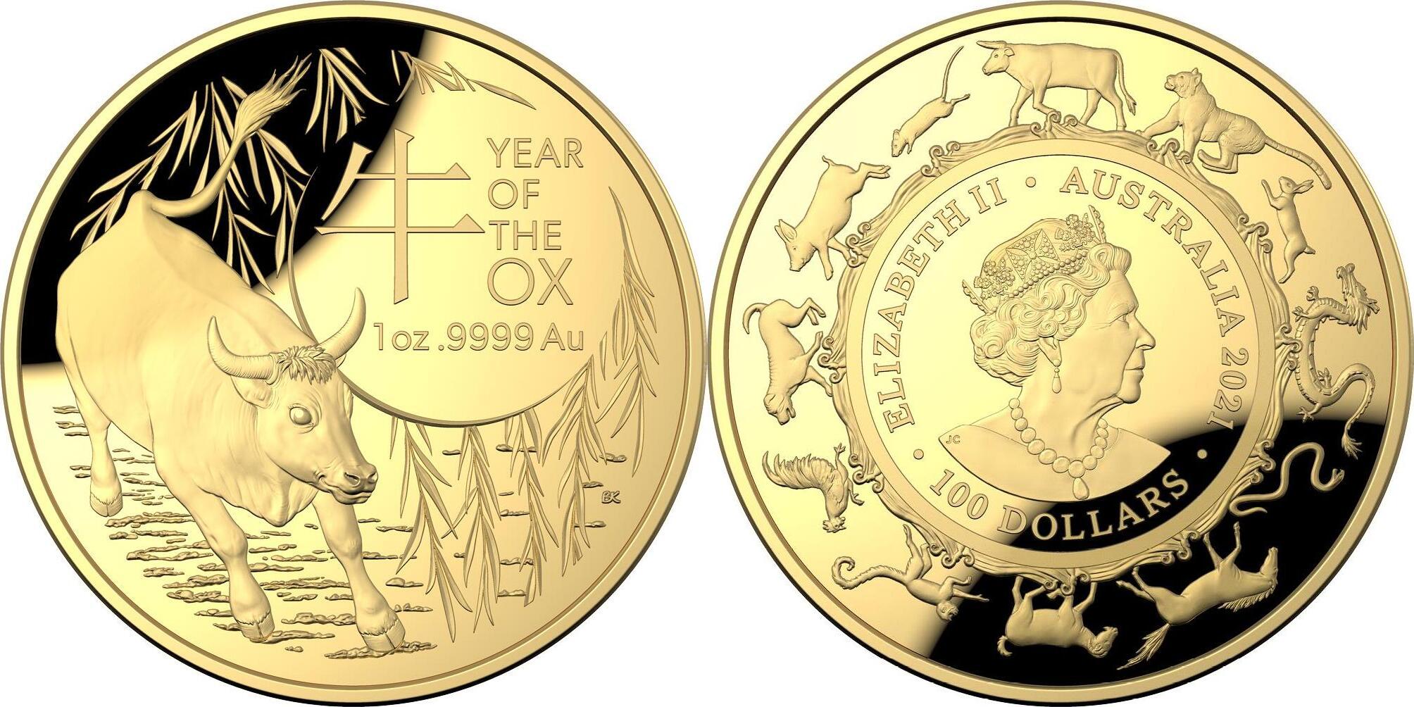 Australien 100$ 2021 1 oz Gold Coin RAM Lunar Series III. - Year of the ...