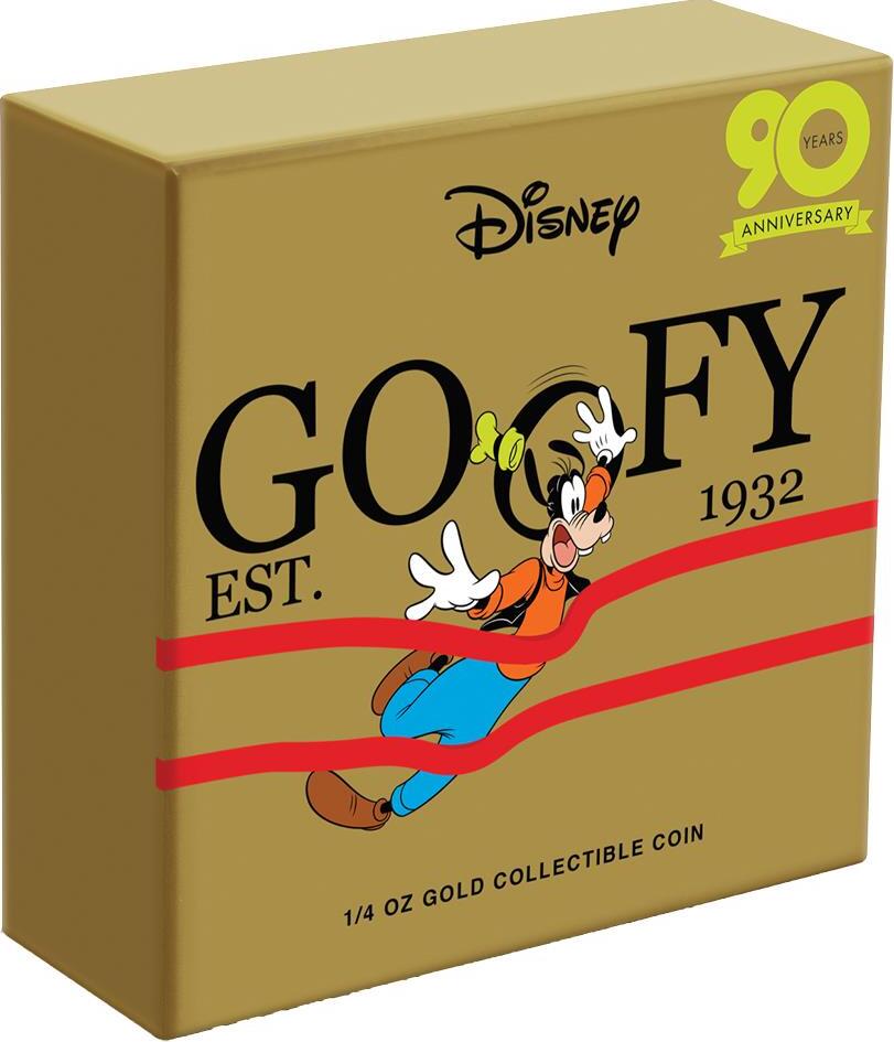 Niue 25$ 2022 1/4 oz Gold Coin Disney - Goofy - 90th Anniversary Proof ...