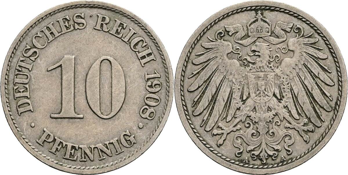 Deutsches Reich, 10 Pfennig 1908 A ss | MA-Shops