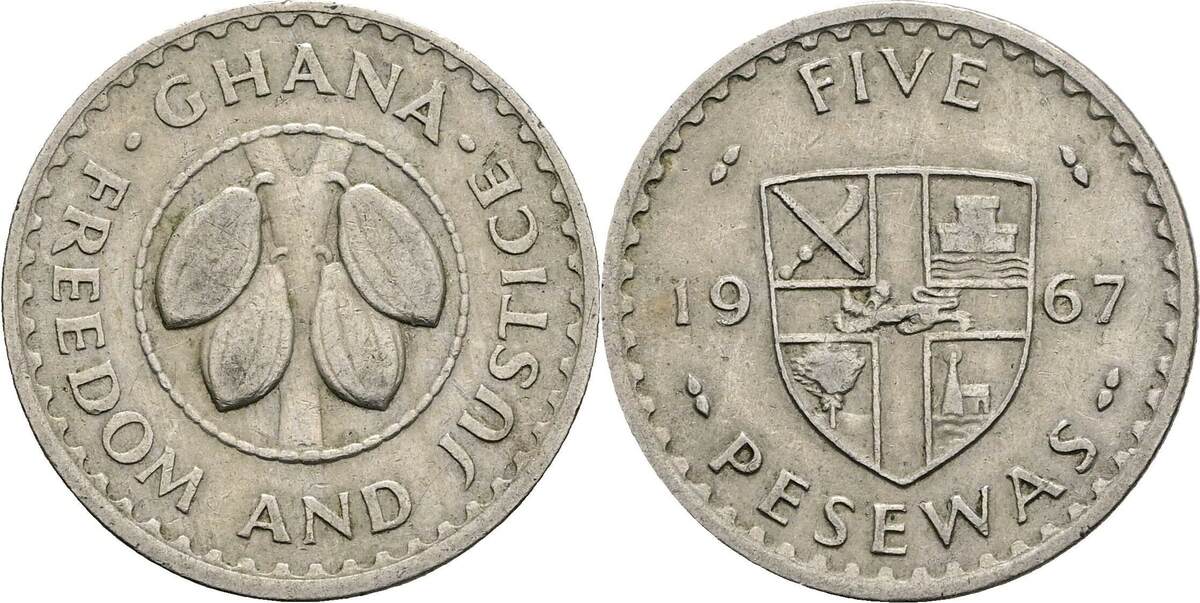 Ghana, 5 Pesewas 1967 ss | MA-Shops