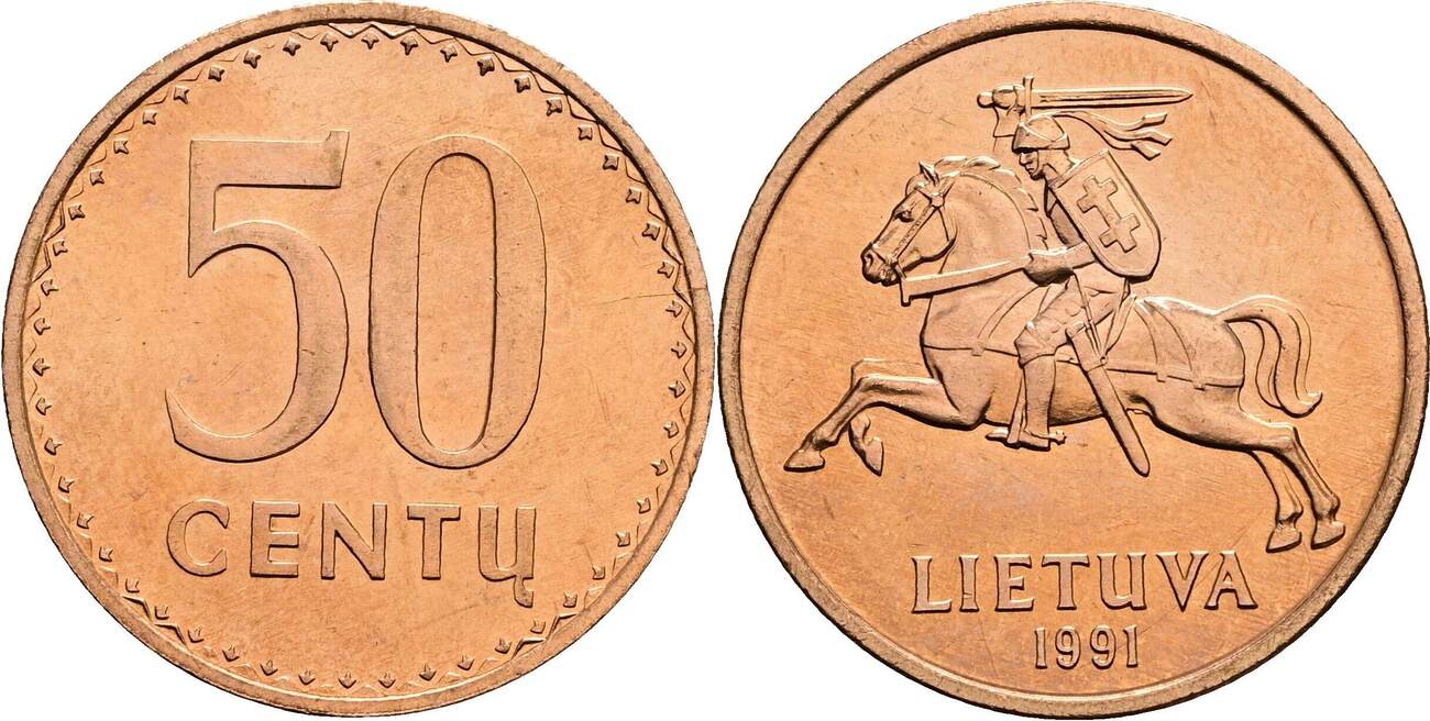 Litauen, 50 Centu 1991 EF / BU | MA-Shops