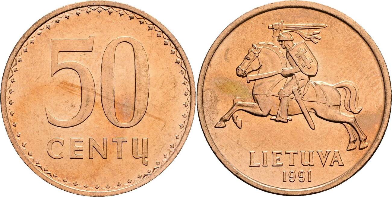 Litauen, 50 Centu 1991 EF / BU | MA-Shops