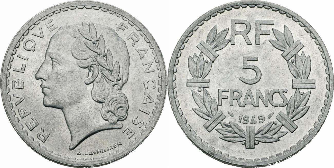 Frankreich 5 Francs 1949 Aluminium R publique Fran aise France KM Frankreich 5 Francs 1949 Aluminium R publique Fran aise France KM