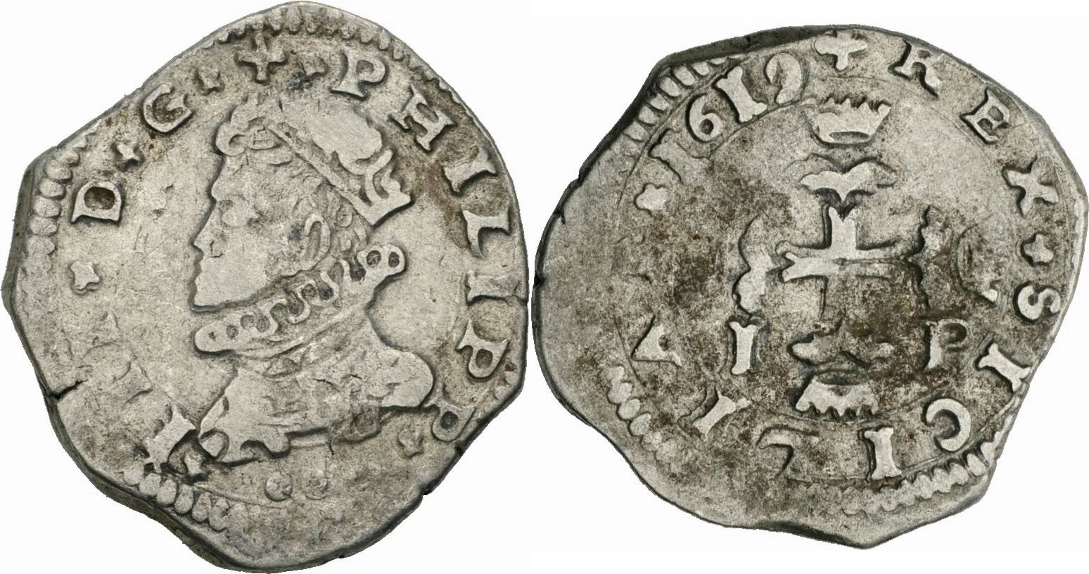 Italien Neapel Sizilien Philipp III 3 Tari 1619 I-P Messina Filippo III ...