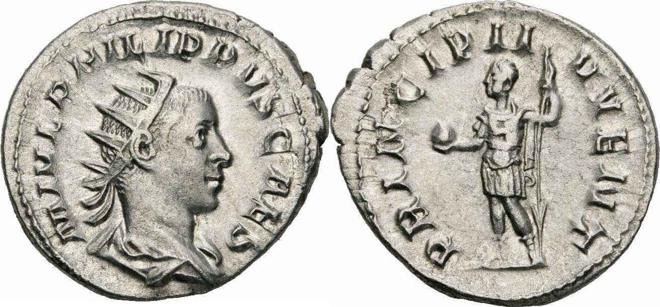 Römisches Kaiserreich Philipp II Antoninian Rom 244-246 PRINCIPI IVVENT ...