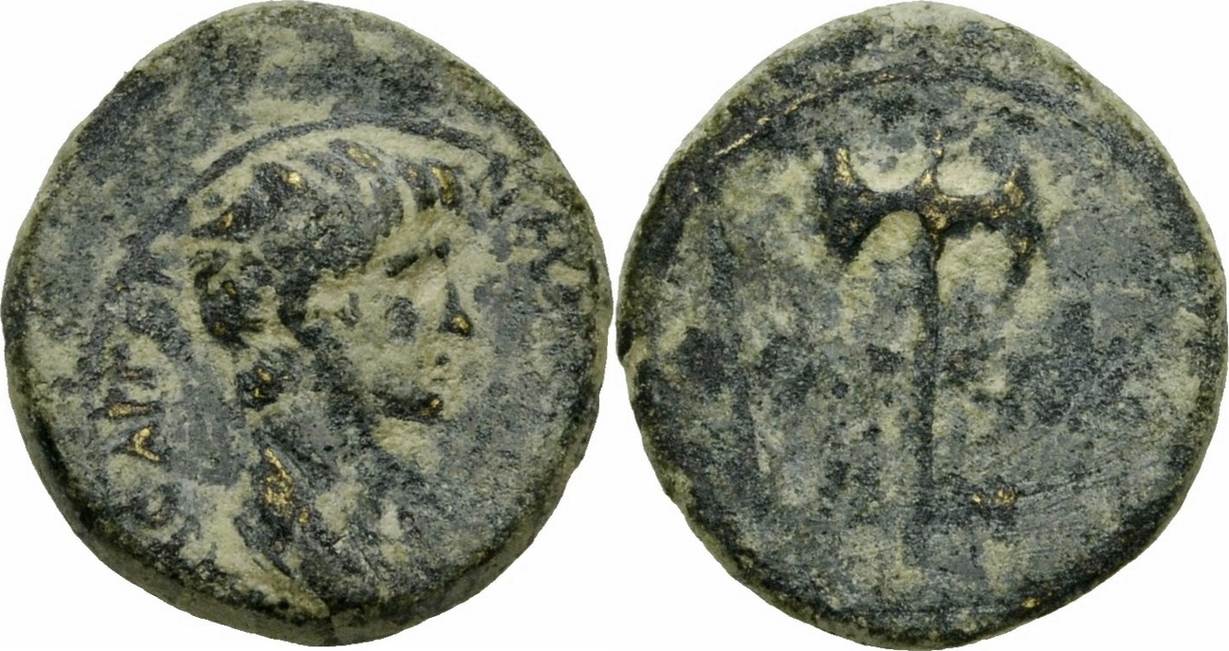 50-54 Nero Thyateira Lydien Bronze Doppelaxt Labrys Bipennis Apollon ...