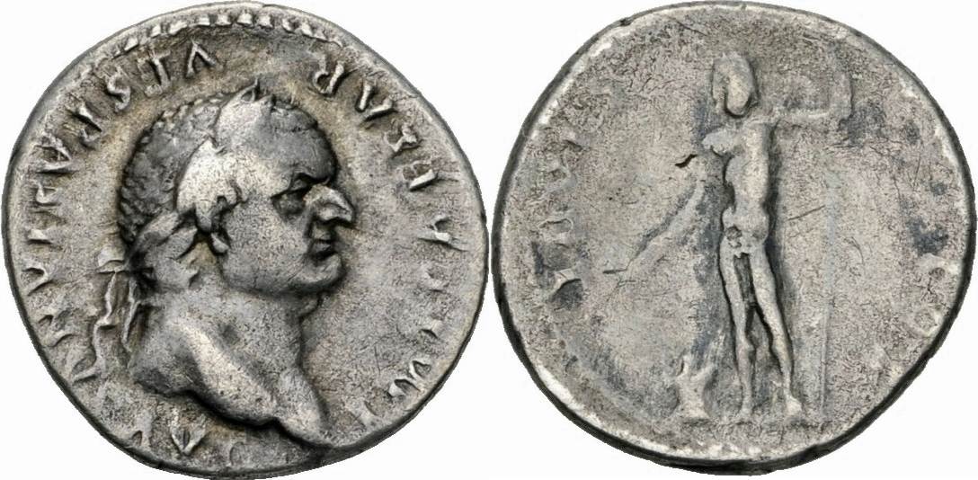 Rom Kaiserreich Vespasian Denar Rom 76 IOVIS CVSTOS Jupiter Altar Patera Zepter RIC II² 849 VF ...